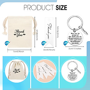 Sasylvia 108 Pcs Thank You Gifts for Employee 36 Set Employee Appreciation Keychain Christmas Appreciation Keychain Gifts(White)