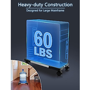 Seloom Computer Tower Stand, Desktop Stand, Adjustable Mobile CPU Stand with Rolling Caster wheels, PC Tower Stand Holder for Floor Carpet Gaming PC Case, Fits Home Office Under Desk, Black