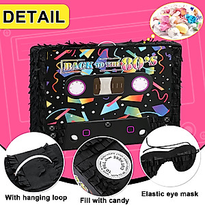 Deekin 3 Pcs Cute Piñata Set Include Piñata with Stick Eye Mask Large Piñata Money Piñata for Kids Music Science School Sports Bridal Shower Birthday Party Decorations Supplies(Cassette Tape)