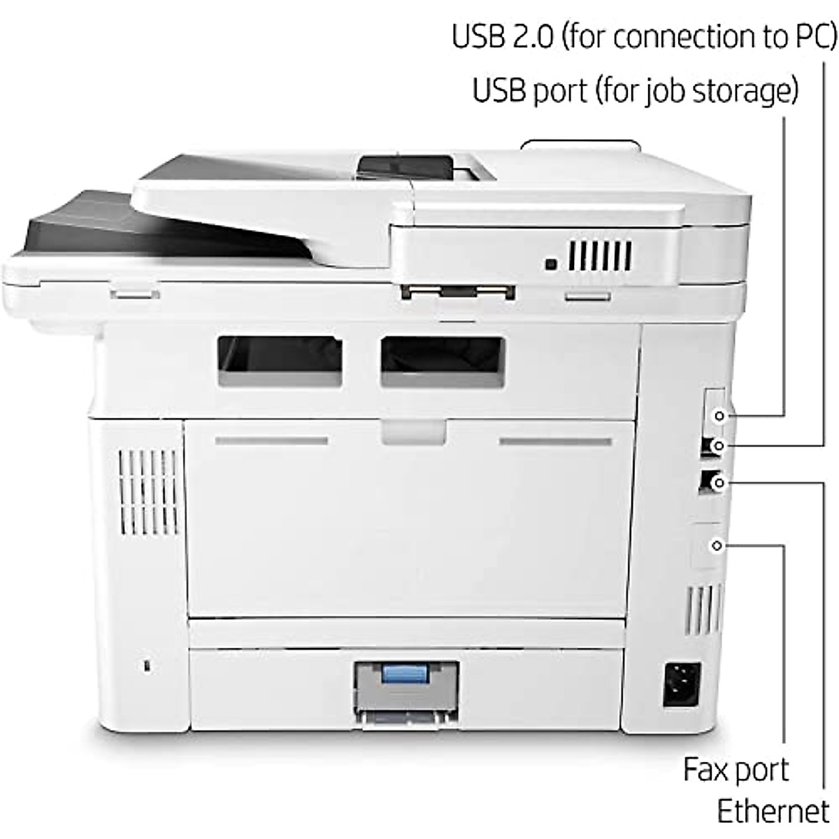 HP Laserjet Pro MFP M428fdn All-in-One Wired Monochrome Laser Printer, White - Print Scan Copy Fax - 40 ppm, 1200 x 1200 dpi, 512MB Memory, Auto Duplex Printing, 50-Sheet ADF, Ethernet, Cbmou Webcam