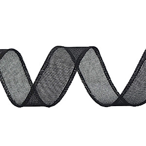 MEEDEE Black Burlap Wired Ribbon - 1.5 Inch, 10 Yards for Crafts, Weddings, Gift Wrapping, Home Decorating