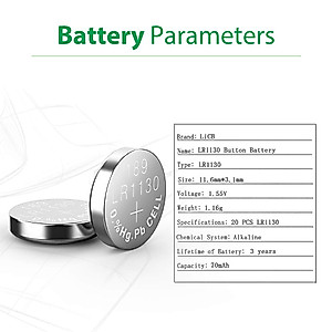 LiCB 40 Pack LR1130 AG10 Batteries 1.5V Alkaline Button Cell Battery