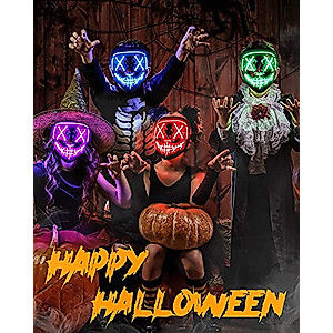 LED Halloween Mask, Halloween Mask LED Scary Mask for Halloween Costume Masquerade Parties, Carnival, Gifts Purge Mask (Purple)