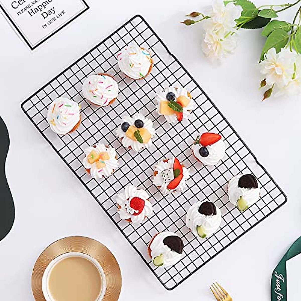 Kyraton Cooling Racks for Baking 1 Pack, Stainless Steel 15.7 X 10 Inch Non Stick Cake Cooling Tray for Roasting, Grilling, Cooking and Drying for Cake Cookies and Meat, Fit Baking Tray& Toaster Oven.