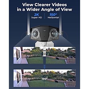 REOLINK Duo WiFi - 2K 4MP Outdoor WiFi Cameras for Home Security, Ultra-Wide Angle Security Camera, Color Night Vision, Person/Vehicle Detection, 2.4/5 GHz WiFi, Two-Way Audio, IP66 Waterproof
