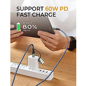 AINOPE Newest 2-in-1 Charger Cable 2-Pack 6.6ft, 3.1A C to C Fast Charging Cable Nylon Braided USB A/C to USB C Cord Compatible with iPad Pro/Air/Mini 6 MacBook Air Galaxy S22 21 S10 Note