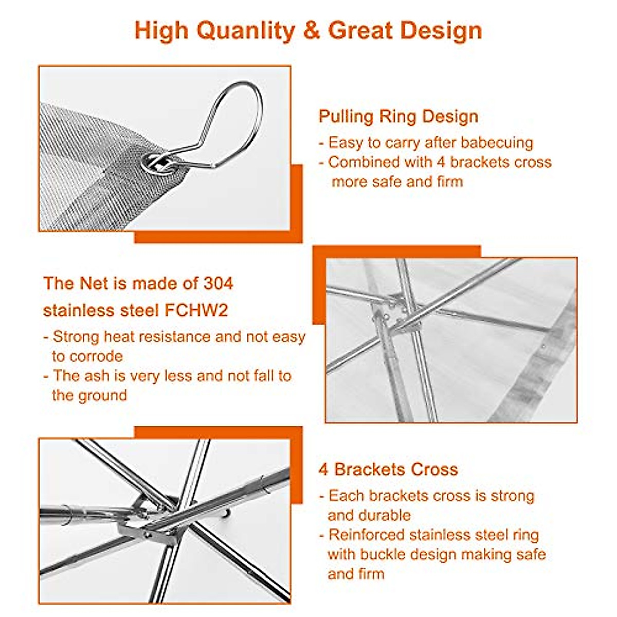 Hoedia Portable Fire Pit Outdoor 16.5 Inch Camping Fire Pit Foldable, Steel Mesh Fire Pits Fireplace for Camping, Outdoor, Patio, Backyard and Garden (Silver)