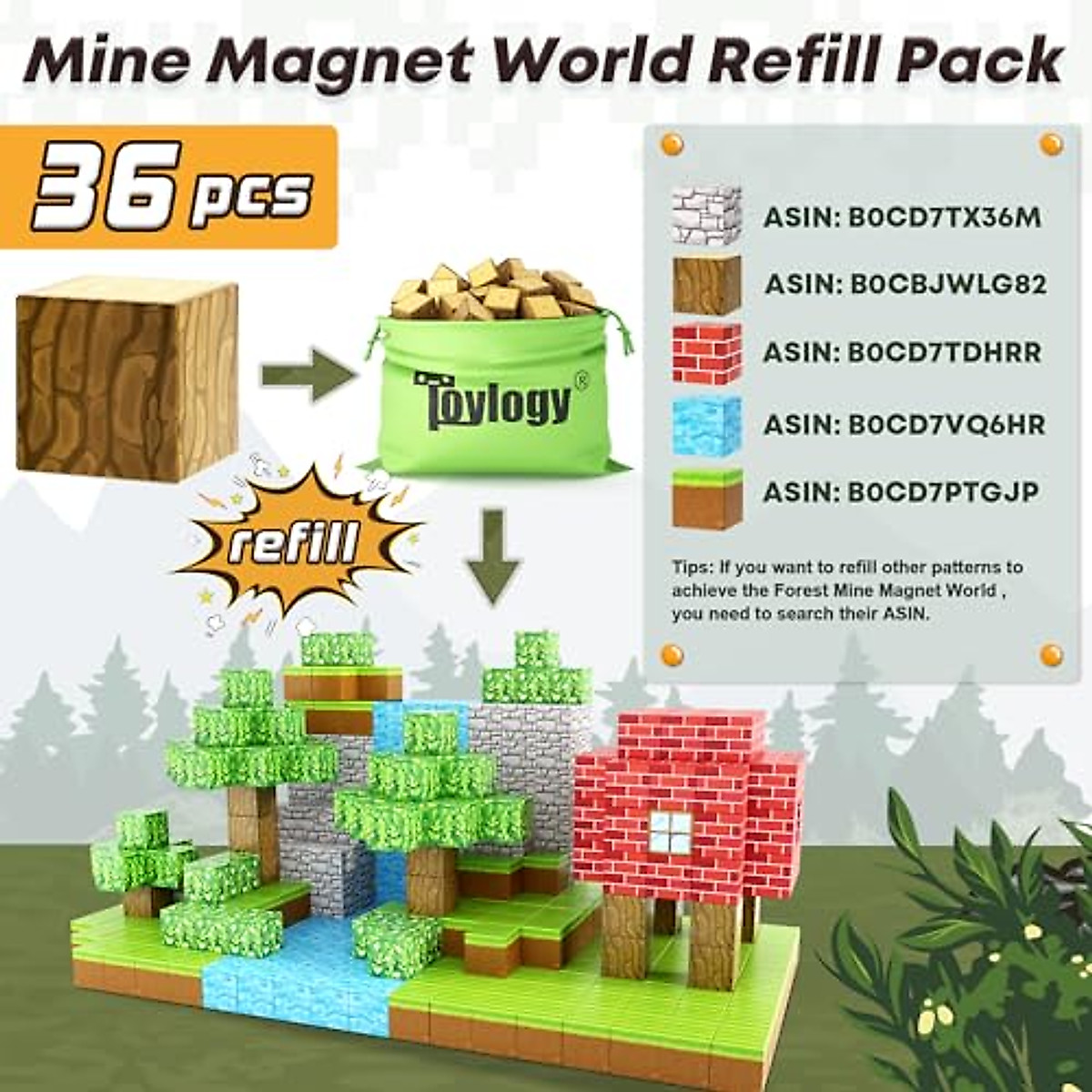 Magnetic Blocks-Build Mine Magnet World Wood Edition, Magnetic Toys for Boys & Girls Age 3-4 4-5 6-8, STEM Montessori Sensory Toys for Toddlers Gifts for 3+ Years Old Girls Boys