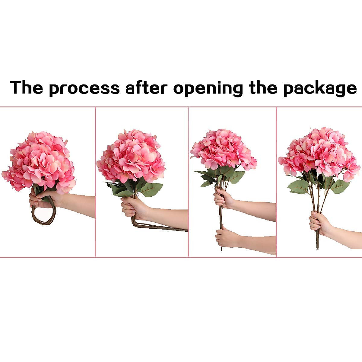 Blooming Paradise Artificial Fake 5Flowers Plants Silk Hydrangea Arrangements Wedding Bouquets Decorations Plastic Floral Table Centerpieces Home Kitchen Garden Party Festival Bar DIY (Light Pink)