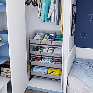 Humble Crew, Dark Pine/Grey Fabric Organizer Storage Unit, 8 Bins