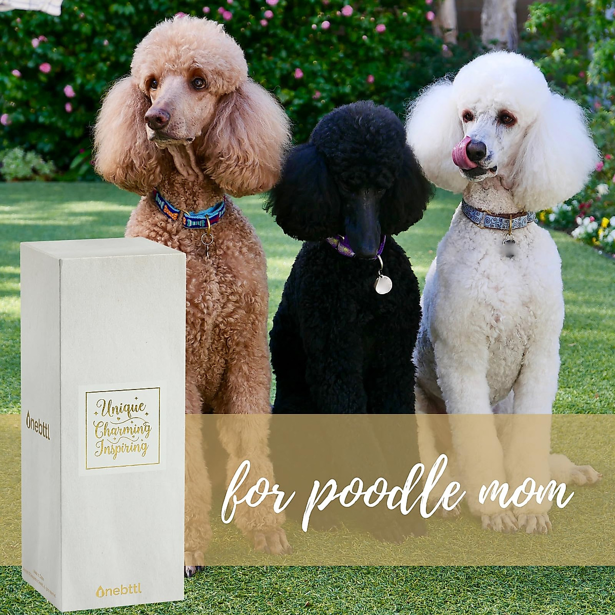 Onebttl Dog Mom Gifts, Dog Lover Gifts for Women, Best Dog Mom Ever, 20 oz Glitter Silver-Gold Insulated Tumbler - Poodle Mom