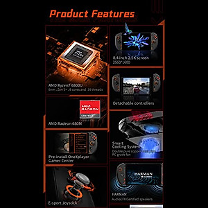 RuiyiF OneXPlayer 2 Handheld Game Console Portable PC 8.4-Inch 5-in-1 AMD R7-6800U（16+2TB，US Plug，White）
