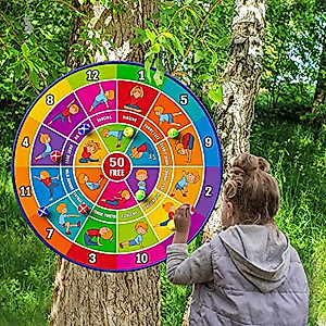 BooTaa 29" Large Dart Board for Kids, Kids Dart Board with Sticky Balls, Boys Toys, Kids Yoga, Sport Outdoor Fun Party Play Game Toys, for 3 4 5 6 7 8 9 10 11 12 Year Old Boys Girls