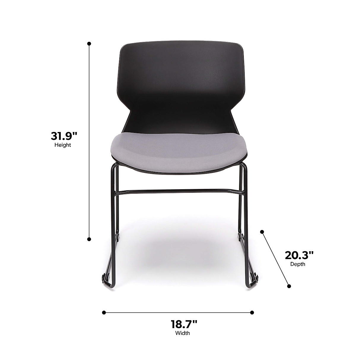 HON Basyx Contempo Guest Chair, Sled Base, 2 Pack, Black/Charcoal