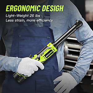 Robustrue 3/8" Cordless Ratchet Wrench, 6 inch Extended Ratchet Wrench, 40Ft-lbs 400RPM Cordless Ratchet, 2 Batteries Power Electric Ratchet Driver with Variable Speed, 7 Sockets, LED Light