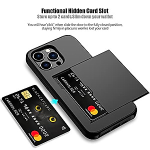 Nvollnoe for iPhone 14 Pro Max Case with Card Holder Heavy Duty Protective Dual Layer Shockproof Hidden Card Slot Slim Wallet Case for iPhone 14 Pro Max for Women&Men(Black)
