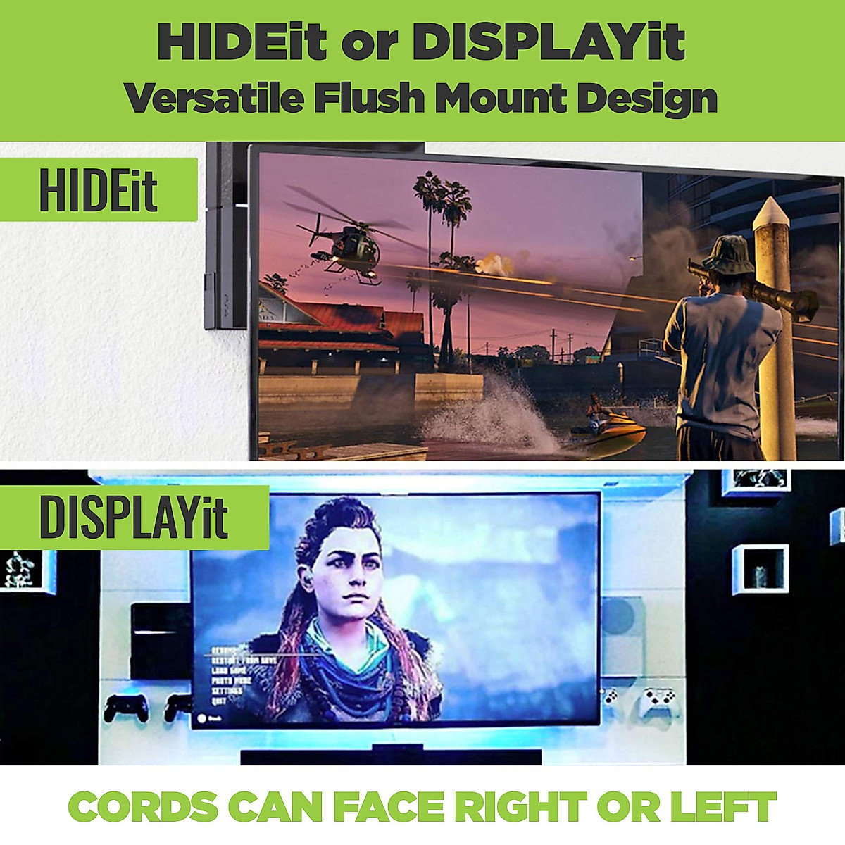 HIDEit Mounts 4 Wall Mount for Original PS4 - Patented in 2016, American Company - Black Steel Wall Mount for PS4 Original to Safely Store PS4 Console Behind TV