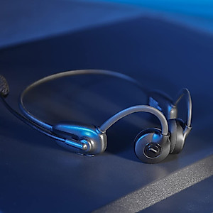 BANDARICOMM Bone Conduction Headphones with Mic, Bluetooth 5.3 Wireless Headsets with Noise-Canceling Microphone Boom, IPX6 Waterproof Stereo Headsets for Office Home Business Outdoors use