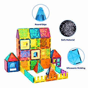 Anbalulu Magnetic Building Tiles, 134PCS Large Magnet Building Set,Magnetic Blocks, 3D STEM Stacking Toys, Magnets Toy for Kids Boys Girls