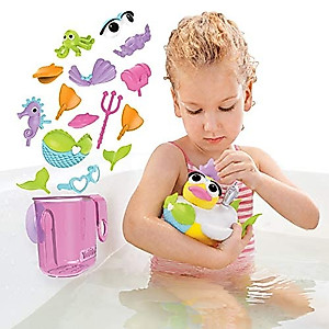 Yookidoo Jet Duck Mermaid Bath Toy with Powered Water Shooter - Sensory Development & Bath Time Fun for Kids - Battery Operated Bath Toy with 15 Pieces - Ages 2+