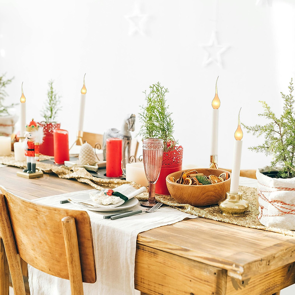 Romasaty Silicone Dipped Candle Light Bulbs (12Pack), 5 Watts Silicone Light Bulbs for Candle Lamps, Window Candles, Chandelier, Candelabra, C7/E12 Candelabra Base, Candle Bulbs Silicone