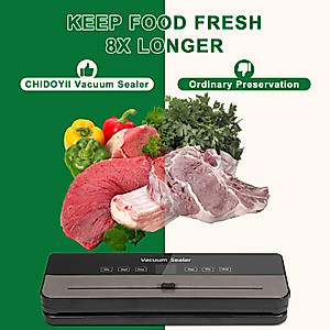 Chidoyii Vacuum Sealer Machine Dry & Moist Food Modes, 6-in-1 Compact Detachable Food Sealer Vacuum Sealer, Build-in Cutter and Countdown with 20 Vacuum Seal Bags