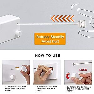 BESy Retractable Clothesline ABS case+Aluminum Dryer with Adjustable Stainless Steel Double Rope String Hotel Style Heavy Duty,Wall Mounted Method, 13.8 Feets,White