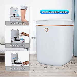 WIYYH Touchless Trash Can with Lid - 4.5 Gallon Smart Trash Can Automatic, Motion Sensor Garbage Can Trash Bin for Bathroom Kitchen Office Bedroom Restroom RV