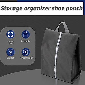 4 Pcs Large Shoe Bags Waterproof Shoe Storage Organizer Shoe Pouch with Zipper for Women and Men Traveling,Camping,Hiking,Sporting (Black)