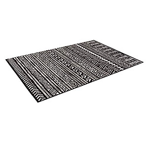HOMEGNOME Indoor Outdoor Distressed Bohemian Area Rug (8'x10', Black)