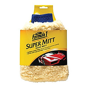 Formula 1 Super Car Wash Mitt – Synthetic Lambs Wool Wash Mitt Auto Detailing Supplies – Large Car Duster for Wet & Dry Applications – Super Absorbent Exterior Care Products