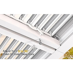 PURPLE LEAF Outdoor Louvered Pergola 12'x16' Aluminum Gazebo Modern White Pergola Shade with Adjustable Rainproof Hardtop for Patio Garden Lawns