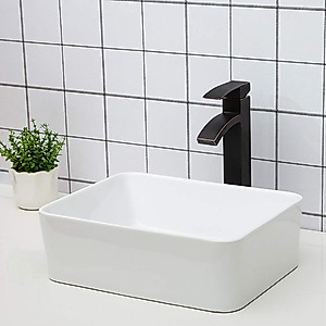 Vessel Sink Rectangular - Sarlai 16" x 12" Modern Rectangle Bathroom Sink Above Counter White Porcelain Ceramic Bathroom Vessel Vanity Sink Art Basin