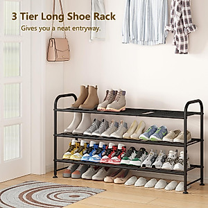 LINZINAR Shoe Rack 3 Tier Storage Organizer for Closet Entryway Metal Black