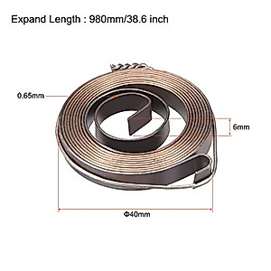 uxcell Drill Press Spring Drill Press Quill Feed Return Coil Spring Assembly Spring Steel Chemical Blackening Finish 980mm Expand Long 40x6x0.65mm