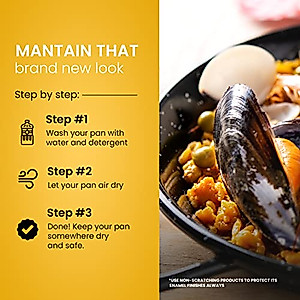 Machika Enamel Paella Pan | Paella Pan | Skillet for Paella and Rice Recipes | Perfect for Indoor & Outdoors | Easy Cleaning | Rust Proof Coating | 10 Servings | 17 inches |