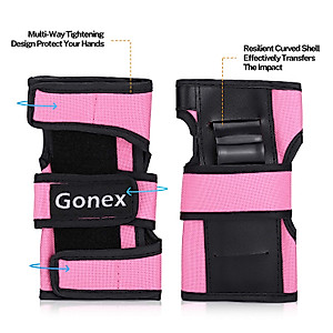 Gonex Knee Pads Elbow Pads with Wrist Guards, Kids Youth Adult Skateboard Skate Pads 3 in 1 Protective Gear Set for Skateboarding Skating Roller Skating Scooter Cycling Biking Bicycle, Pink S