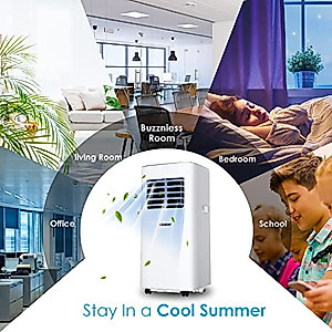 EUHOMY Portable Air Conditioner 8000 BTU 3-1 Floor Air Conditioners Cooling Quiet AC Unit for Room with Window Installation Kit with Remote Control for 250 sq. ft. Roomt,White