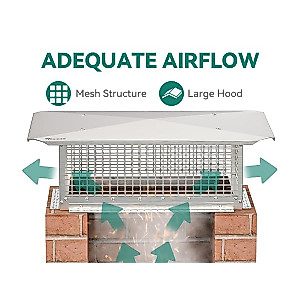 YITAHOME Chimney Cap, 13" x 24" Chimney Cover for Outside, 304 Stainless Steel Fireplace Chimney Caps with Adjustable Metal Strips, Screws & Gloves