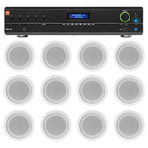 JBL Commercial 70v Amp+12 White 5" Ceiling Speakers for Restaurant/Bar/Cafe