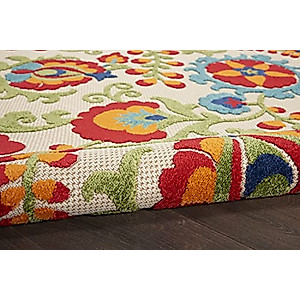 Nourison Aloha Indoor/Outdoor Multicolor 6' x 9' Area Rug, Easy Cleaning, Non Shedding, Bed Room, Living Room, Dining Room, Backyard, Deck, Patio (6x9)