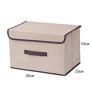 Cicilin Foldable Storage Basket, 2 Pack Lidded Storage Bins with Handle Organize Clothes Toys Book Universal Household Containers for Bedroom Wardrobe Clothes Office Shelf (Beige)