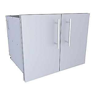 SUNSTONE DE-DDP30 Designer Series Raised Style Double Door Dry Storage Pantry, 30", Stainless Steel