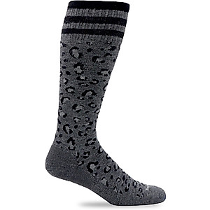 Sockwell Women's Leopard Moderate Graduated Compression Sock, Charcoal - S/M