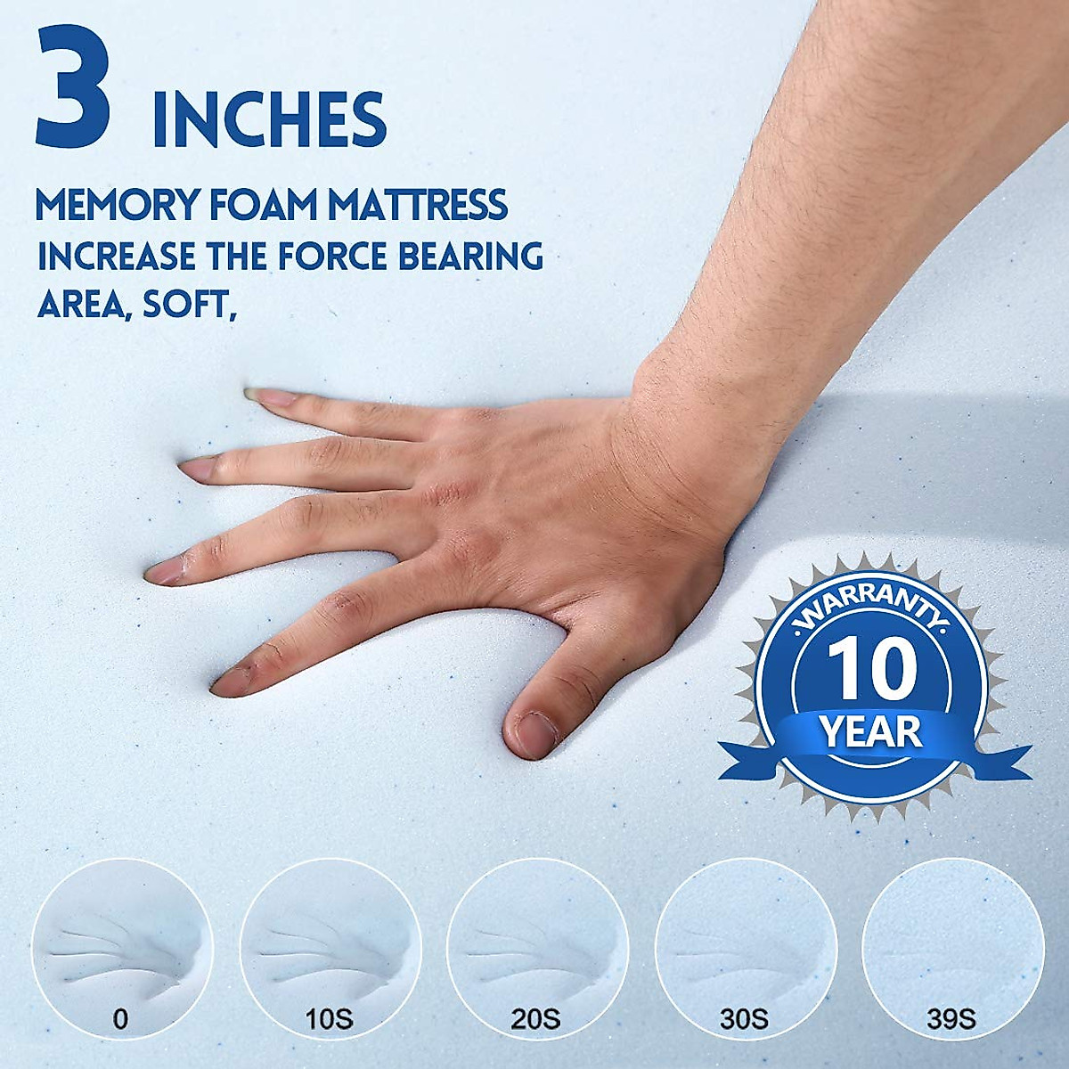 EDILLY 3 Inch Cooling Gel Memory Foam Mattress Topper Full Size, with Removable Soft Cover, Comfort Body Support & Pressure Relief