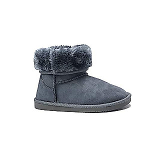 REDVOLUTION New Kids Classic Snow Boots Faux Fur Midcalf Outdoor Boots (Big Kid) (430 Grey, numeric_4)