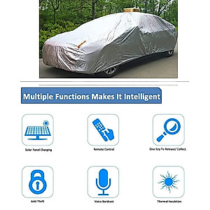 Solar Fully Automatic Car Cover, Sunproof Sun Shade Canopy Universal Movable Carport, uick and Convenient to Protect Your Car, Fit for Sedan, SUV, MPV,Gold-SUV