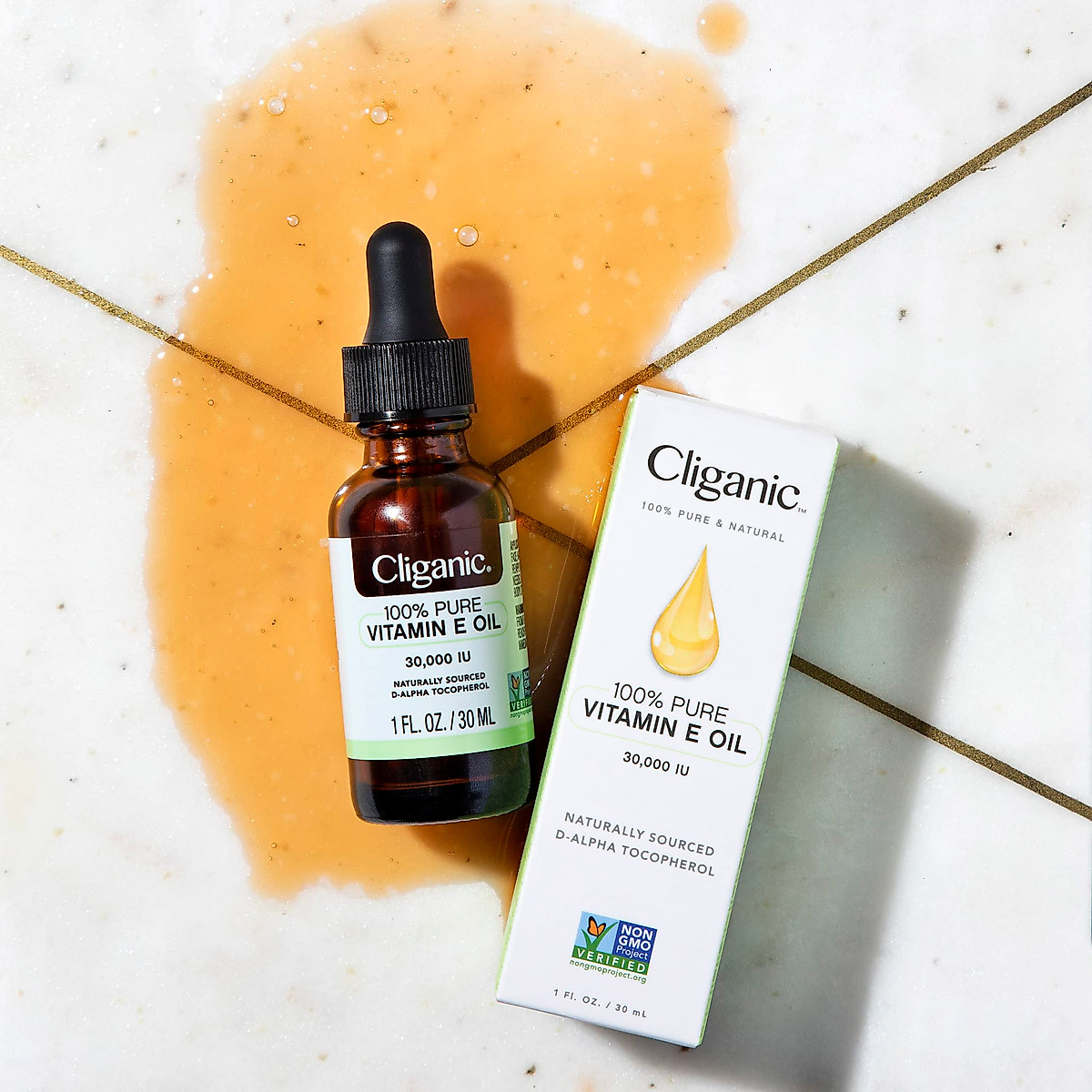 Cliganic 100% Pure Vitamin E Oil for Skin, Hair & Face - 30,000 IU, Non-GMO Verified | Natural D-Alpha Tocopherol