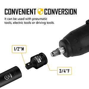 BOEN 8 Piece Impact Socket Adapter and Reducer Set, 1/4" 3/8" 1/2" 3/4" Drive Socket Adapter Set with Durable Case for Impact Driver Conversions (Upgraded)