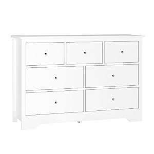FOTOSOK White Dresser 7 Drawer with 19'' Deeper Depth, 47.2'' White Chest of Drawers Modern Dresser with Metal Handles, White Dresser Chest of Drawers with Large Drawer Storage Space for Home